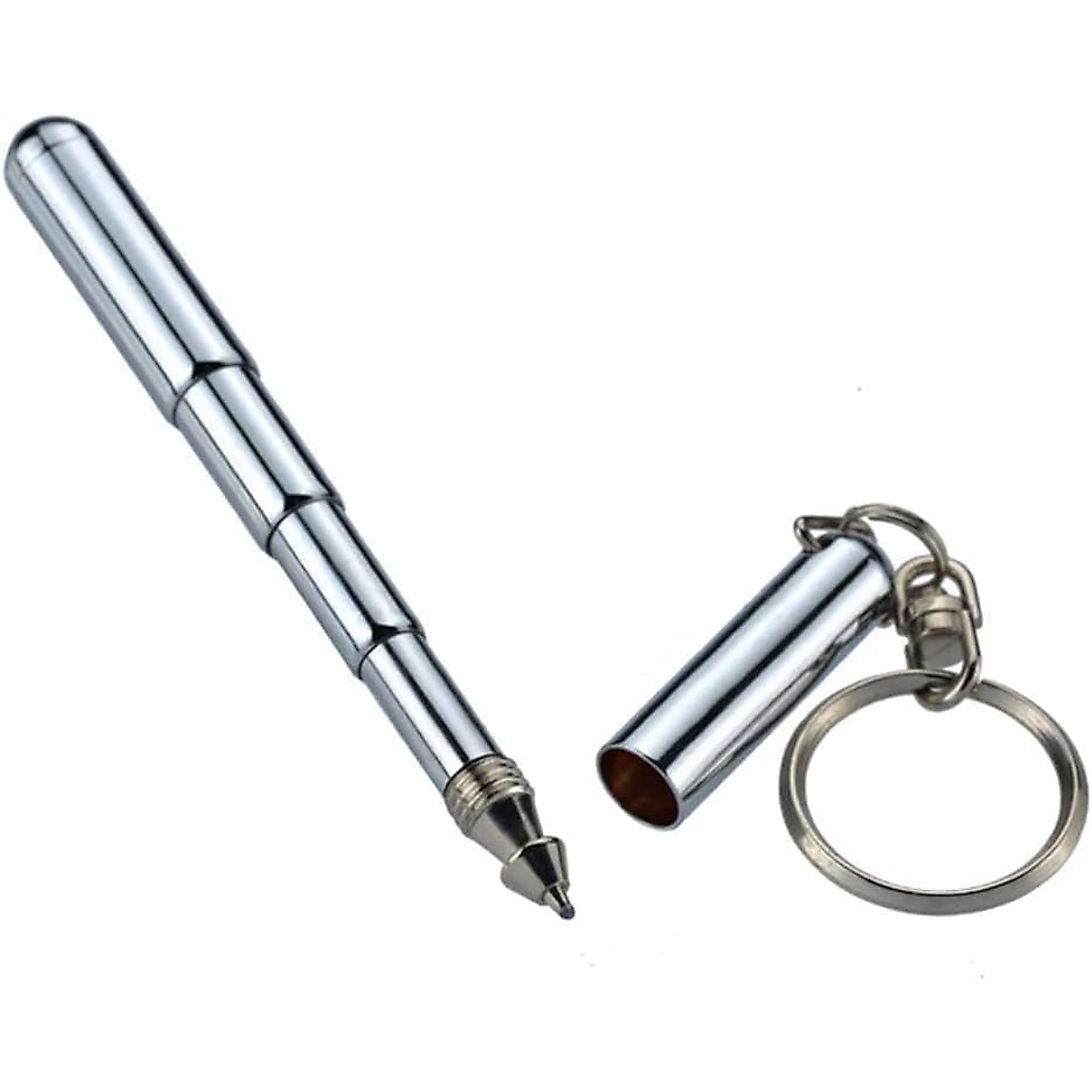 BWESOO 2Pcs Retractable mini pen made of stainless steel Metal Tool Pen Retractable pocket pen keychain Dad gadgets, birthday, Christmas for Students, Office Staff, Construction Workers Car Keychains