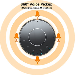 TOUCAN Conference Speakerphone with 4 Built-in Echo-Canceling Microphone | Home Office, Conference Room Meeting Use | Bluetooth Enabled Conference Speaker