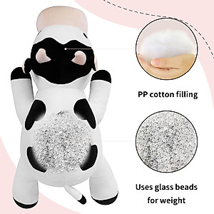 IdeaMeme Milk Cow Weighted Plush, 24" 4.2 lbs Weighted Stuffed Animals Series, Cute Cow Plushie Dolls Throw Pillow Birthday Gifts for Children Kids Adults