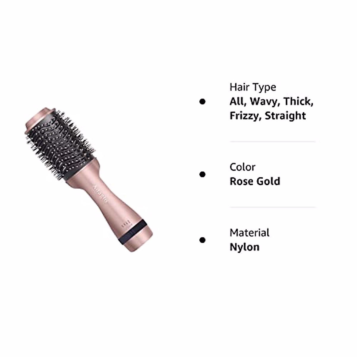 Adagio California Blowout Brush: 2-in-1 Hot Air Brush Styler and Dryer - Negative Ion Round Brush - Hair Dryer Brush with Straightener Function - Hair Styling Tools for Women… (3-inch, Rose Gold)