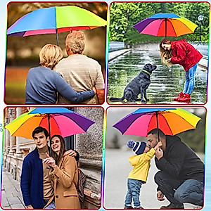BUKPUD 8 Ribs Rainbow Umbrellas Tri-Folded Umbrella - Durable Compact and Lightweight Rainbow Umbrella for Men Women Kids Adults - Portable Travel Umbrellas