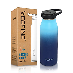 VEEFINE Insulated Water Bottle Dishwasher Safe Metal Water Bottle BPA-Free Stainless Steel Water Bottles 20/32/40oz Reusable Thermos for Hiking Camping and School