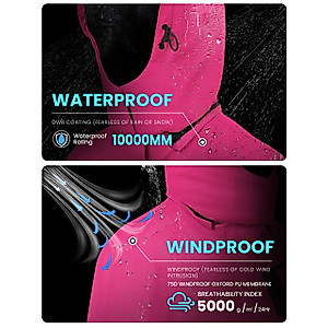 WULFUL Women’s Waterproof Snow Ski Jacket Mountain Windproof Winter Coat with Detachable Hood