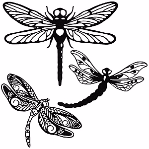 Moxweyeni 3 Pieces Metal Dragonfly Wall Decor Outdoor Dragonfly Garden Art Metal Indoor Outdoor Fence Outside Hanging Decorations for Home, Living Room, Bedroom, Yard, Patio, Porch