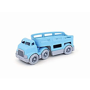 Green Toys Car Carrier, Blue - Pretend Play, Motor Skills, Kids Toy Vehicle. No BPA, phthalates, PVC. Dishwasher Safe, Recycled Plastic, Made in USA (4 Piece Set)