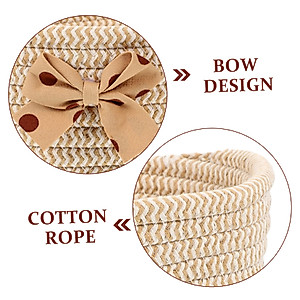 NOLITOY Cotton Rope Storage Basket Yellow Basket Cotton Rope Organizer Table Book Toy Storage Basket Desktop Storage Basket Cute Basket Diaper Basket Round Woven Basket The Cat Fabric Baby