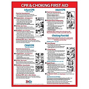 CPR Poster - Heimlich Maneuver Restaurant Sign - Laminated, 17 x 22 inches - Infant, Child, Adult CPR and Choking First Aid Poster - School Nurse Office Decor