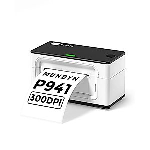 MUNBYN Thermal Label Printer 300DPI, 4x6 USB Shipping Label Printer for Shipping Packages & Small Business, Thermal Printer for Shipping Labels with USPS Shopify Ebay, One-Click Setup for Windows Mac