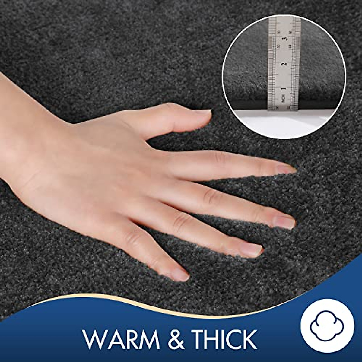 Yimobra Memory Foam Large Bathroom Rugs,Microfiber Bath Mat, Plush Shaggy Shower Mat for Bathroom,Fluffy Comfortable Water Absorbent Carpet, Non-Slip, Machine Washable,(Dark Grey, 44 X 24 Inches)