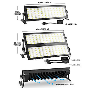 2 Pack 120W LED Shop Lights, 1000W Equiv 16000lm Super Bright LED Garage Light, IP66 Waterproof Outdoor Flood Light with Plug, 5000K Daylight White LED High Bay Light for Workshop Yard Garage Factory
