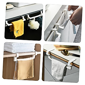 Yardenfun 2pcs Over Door Rack Over The Cabinet Rack Towel Holder Towel Hanger Over Cabinet Rack No Drill Towel Bar Cabinet Rack for Hanging Buckle Towel Bar Towel Rack Organizer White Abs