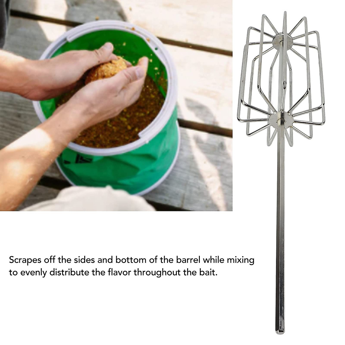 Durable Groundbait Mixer ,Fish Bait mixer,Fishing Stainless Steel Whisk Angler,obust Stainless Steel Fishing 11 Blades Equipment Whisk Tool Accessories, Fish Bait mixer,Durable Groundbait Mixer ,