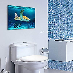 Bathroom decoration Beach decoration Turtle Art Beach bathroom decoration Turtle picture artwork Marine decoration Canvas printing canvas wall art Hawaiian decoration Frame printing bedroom ready