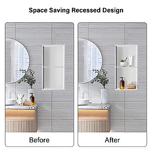 Greenspring 24" X 12" Shower Niche, Stainless Steel Shower Niche, Niche for Shower Wall, White Wall Niche Double Shelves, No Tile Needed Recessed Shower Shelf for Bathroom Storage