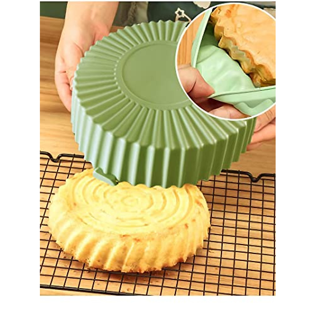 Air Fryer Silicone Liners - 2 Pcs Non-stick Non-burnt, Easy to Demold Reusable Air Fryer Silicone Liners Basket for 4-8 Quart Air Fryer Oven.
