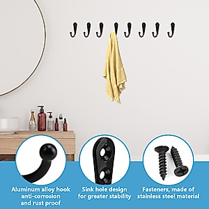 hoeslaw 20PCS Wall Mount Coat Hooks, Metal Heavy Duty Hanger with 40PCS Screws, Rustproof Wall Mout Hook for Hanging Towel Robe Bag Cup Bathroom Bedroom Kitchen Living Room Hotel Garage Pool (Black)