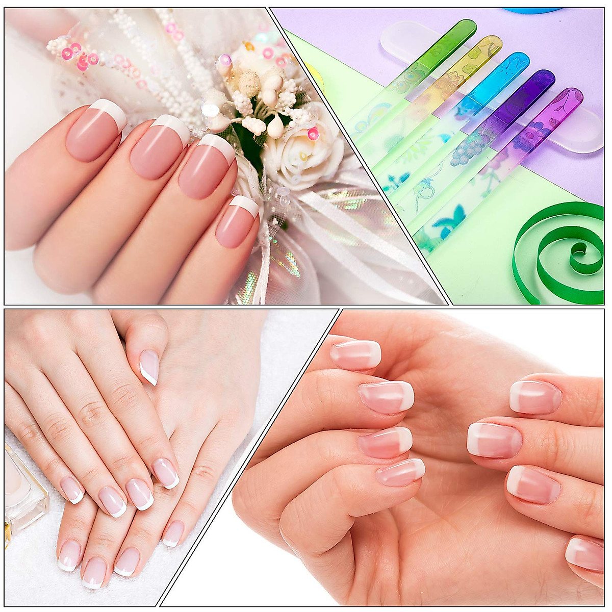 Mudder 8 Pack Glass Nail Files with Cases Colorful Pattern Printed Nail Buffers Crystal Fingernail Files with Travel Protective Cases for Professional Manicure Supplies