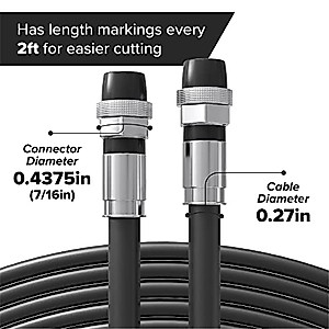 THE CIMPLE CO 50' Feet, Black RG6 Coaxial Cable with Rubber booted - Weather Proof Indoor/Outdoor Rated Connectors, F81 / RF, Digital Coax for CATV, Antenna, Internet, Satellite, and More