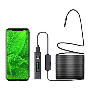 Inspection Camera Endoscope,Wireless Endoscope WiFi Inspection Camera 1200P HD Borescope Waterproof IP68 Snake Pipe Camera with 8 Led & 5M(16.4ft) Semi-Rigid Cable for iOS Android iPhone Windows Mac