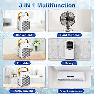Portable Air Conditioner, Personal Air Cooler, USB Air Conditioner Fan with 3-Speed, Quiet Air Cooler Misting Fan with Handle for Home Room Office
