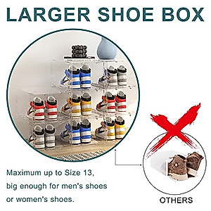 WAYTRIM 12 Pack Shoe Organizer,Stackable Plastic Shoe Box with Clear Door Shoe Storage Boxes for Sneaker AJ Clear Shoe Boxes with Lids Shoe Storage Container Fit to Women Size 13,Clear White