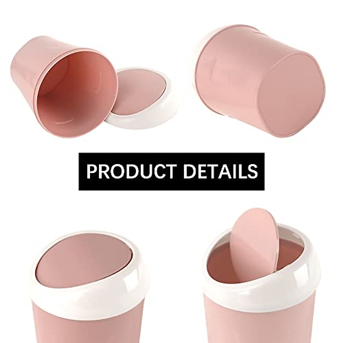 SITAKE 3 Pcs Plastic Mini Wastebasket Trash Can with 180 Trash Bags, Tiny Desktop Waste Garbage Bin with Swing Lid for Home, Office, Kitchen, Vanity Tabletop, Bedroom, Bathroom (Blue + Green + Pink)