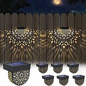 EKQ Solar Fence Lights 6 Pack Solar Deck Lights Outdoor Waterproof LED Solar Powered Step Lights Wall Lights Outdoor Decorations Warm Yellow Light Decorative Lighting for Garden, Front Door, Backyard