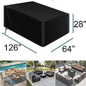 amberr Patio Furniture Covers，Outdoor Furniture Cover, Patio Furniture Covers Waterproof,Patio Furniture Covers for Patio Furniture (Rectangular 126“L x 64“W x 28”H)