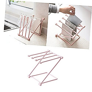 COLLBATH Standing Hand Towel Holder Kitchen Towel Stand Bathroom Towel Hanger Kitchen Dish Cloth Rack Rag Rack Towel Rack Kitchen Cloth Rack Cup Rack Foldable Towel Holder Pink Vertical