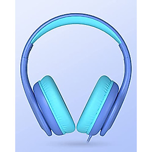 NIVAVA K15 Foldable Wired Headphones with Microphone for School Kids with Share Port 85dB/94dB Safe Volume Limit, Boys Girls for Travel Plane Tablet Kindle