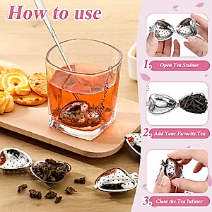 25 Sets Bridal Shower Favors for Guests Tea Party Favors Heart Tea Infuser Tea Spoon Tea Steeper for Loose Tea with Thank You Cards Organza Bags for Wedding Bridal Shower Souvenir, No Tea (Silver)