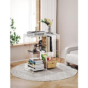 solaround Acrylic Bookshelf Bookcase, Storage Organizer for Bathroom, Clear Storage Shelf Freestanding