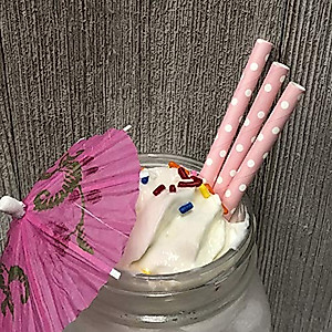 Gender Reveal Paper Straws - Light Blue Pink White - Polka Dot - 7.75 Inches - 100 Pack - Outside the Box Papers Brand