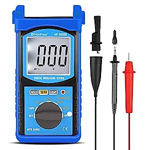 HOLDPEAK Digital Insulation Resistance Tester HP-6688B 100V/250V/500V/1000V/2500V/5000V Voltage Test, 200G Ohms Megohmmeter 2000 Counts Backlight, Auto Ranging, Data Hold (Battery Included)