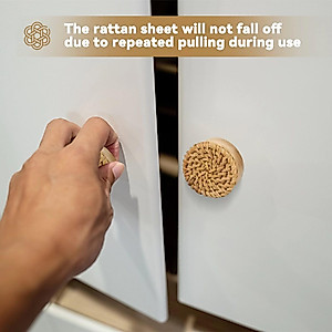 Howepet Boho Dresser Knobs - 12 Pack Boho Rattan Dresser Knobs Round, Handmade Wicker Woven with Screws for Furniture Cabinet Dresser Drawers, 12 Wooden Knobs + 1 Spare Wooden Knob