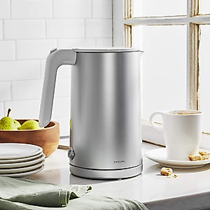 ZWILLING Enfinigy Cool Touch 1.5-Liter Electric Kettle, Cordless Tea Kettle & Hot Water, Silver