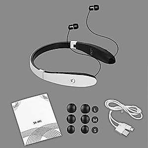 Wireless Earbud Bluetooth-compatible5.0 Neckband Sports Music Earphone Intelligent Noise Reduction Mega Bass SX-991 Fashionable Universal White