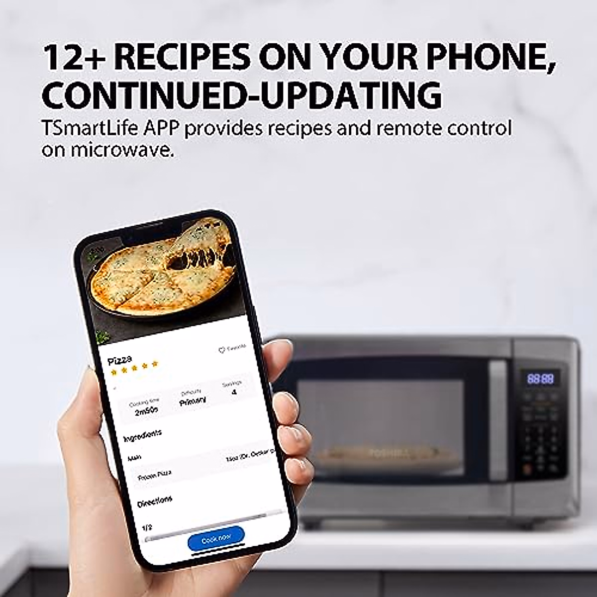 TOSHIBA ML-SEM23P(BS) Smart Countertop Microwave, Voice Control with Alexa, Free Recipes in APP, Kitchen Essentials, Mute Function & ECO Mode, 900W, 0.9 Cu Ft, With 10.6" Turntable, Black Stainless Steel
