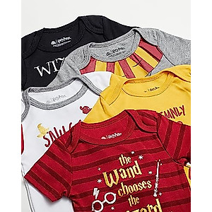 Harry Potter Baby Boys' Bodysuit Multi Pack (5 Pack Red/Black/Orange, 0-3 Months)