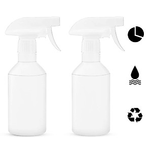 KEYDAOMLER Spray Bottle 12 oz (350 ml), Leak Proof Squirt Bottle, 3 Ways Adjustable Nozzle, Refillable Empty Spray Bottle for Cleaning, Cats, Hair, Plants, 2-Pack