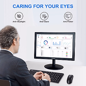 SKitphrati 15.6 Inch Small PC Monitor, FHD VA 1080P Desktop Display with 1920x1080 99% sRGB HDMI VGA Ports, VESA Mounting, LED Monitor for PC, Laptop and Computer, Black