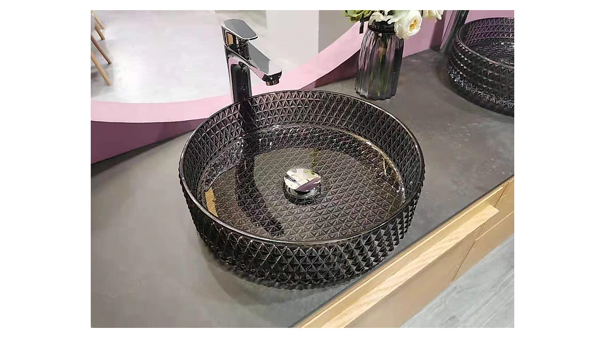 Elegant Lovedima Black Glass Vessel Sink for Bathrooms