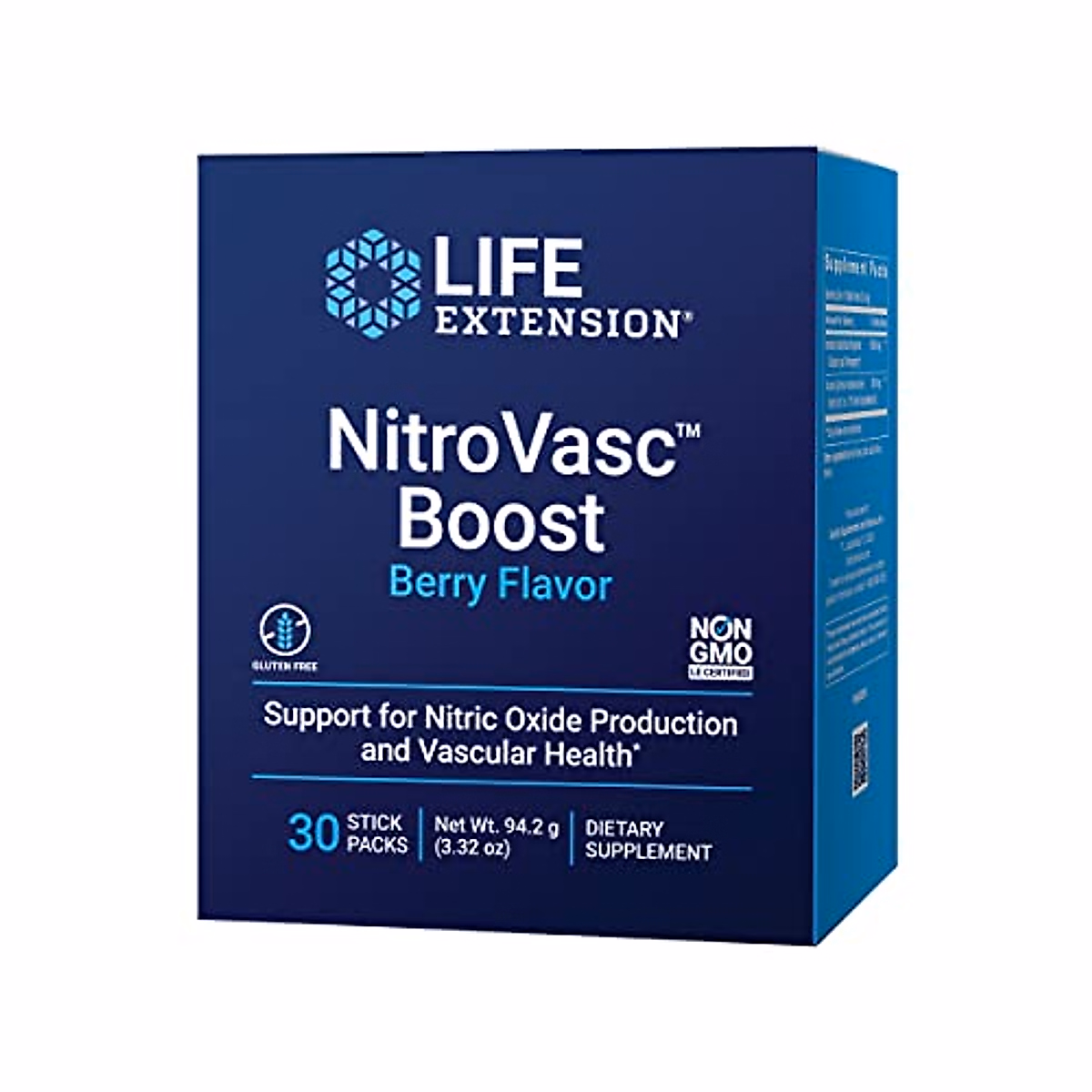Life Extension NitroVasc Boost - Circulatory Health Supplement for Men - Arginine & Aronia for Nitric Oxide Production Support & Heart Health – Berry Flavor, Gluten-Free, Non-GMO – 30 Stick Packs