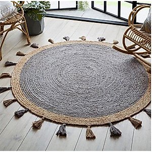 3x3 4x4 5x5 6x6 7x7 8x8 ft. Jute Braided Round Rug Natural Fiber Rug Handmade Rug Round Turkish Rug Hemp Rug Large Area Rug Office Sisal Jute Rug by Rugs Hut (7x7 feet Round Rug, Grey)