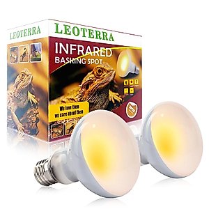Leoterra 50w Reptile Incandescent Basking Bulb UVA Heat Lamp Bulbs (Pack of 2) for Reptile Terrariums,Bearded Dargon,Lizard,Snakes Use.Easy to Install Incandescent Basking light Bulbs