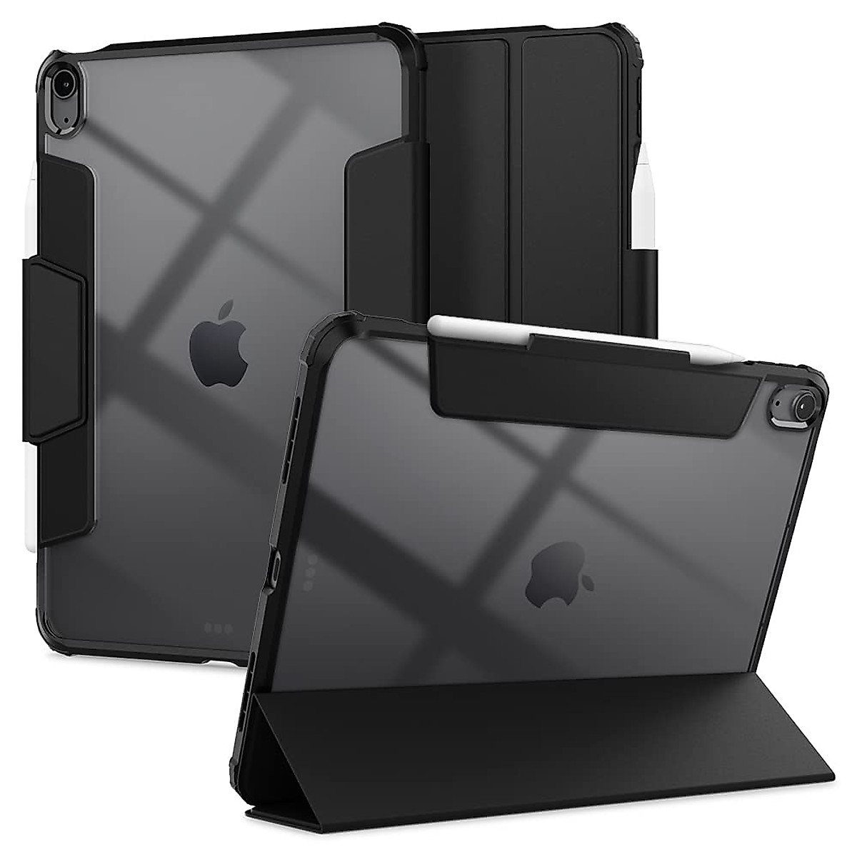 Spigen Ultra Hybrid Pro Designed for iPad Air 11 Inch Case (2024), 10.9 Inch 5th/4th Generation Case (2022/2020) with Transparent Back and Pencil Holder - Black
