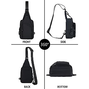 Niumike Small Sling Bag with Adjustable Straps Crossbody Chest Bags Lightweight Water-resistant Daily Backpack for Women Men Casual Outdoor Traveling Hiking, Black