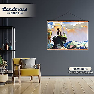 Landmass 40” Wide Magnetic Poster Frame, Poster Hanger - 40x20 40x27 40x30 40x60 Frame - Teak Wood Frame for Posters, Prints, Photos, Pictures, Maps, Scrolls, and Artwork