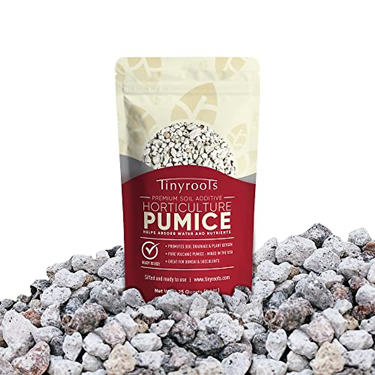 Bonsai Outlet Horticultural Pumice for Plants - Tinyroots Succulents, Cactus, Bonsai Plants - 100% Pure Bonsai Pumice Rocks, 1/4 inch Soil Additive, 2 Quarts