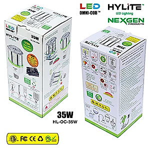 HyLite LED Lighting 35W High Performance LED Omni-Cob Lamp, 360º, (~175W HID), 50K, 4800 lm, 120~347V for Commercial Industrial Lighting Warehouse High Bay Light Fixture Garage Workshop, White